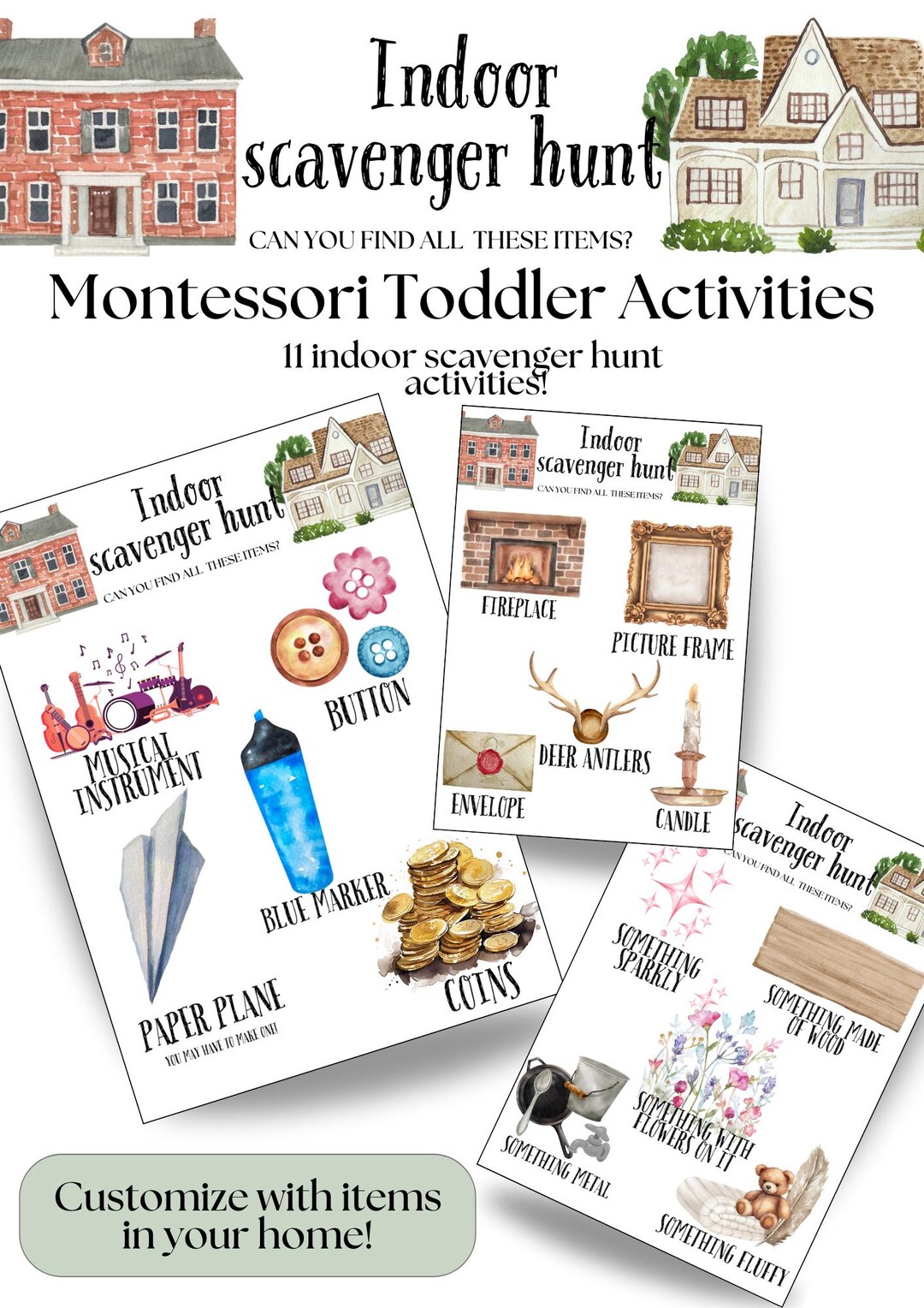 Custom*****montessori Indoor Scavenger Hunt / Homeschool Activities ...