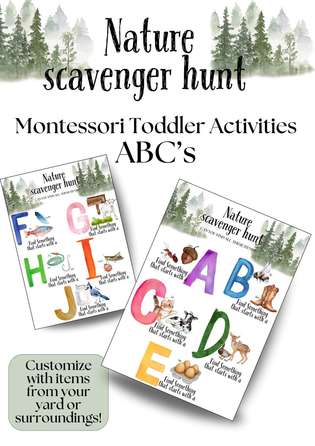 Abcs Montessori Outdoor Scavenger Hunt / Homeschool Activities ...