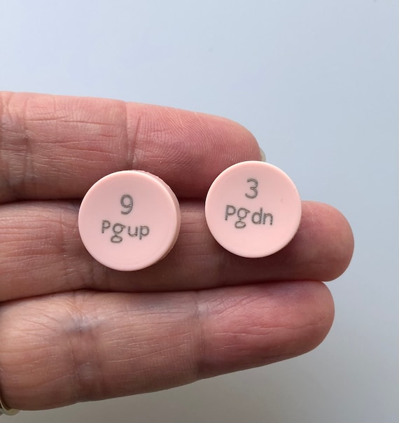 Recycled Computer Key Stud Earrings Page up and Page Down Salmon Pink Color Miniso Keyboard Etsy