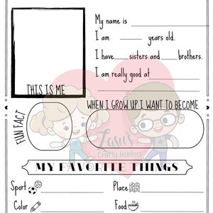 ALL ABOUT ME -editable - Printable - Etsy