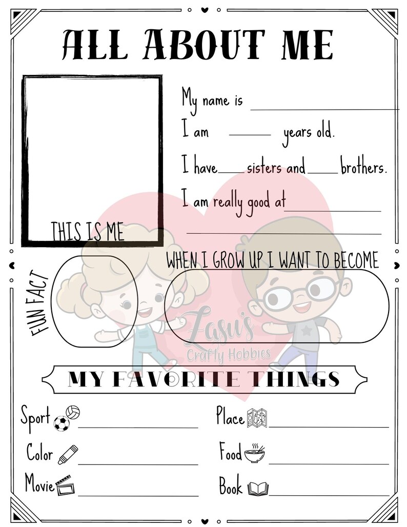 ALL ABOUT ME -editable - Printable - Etsy