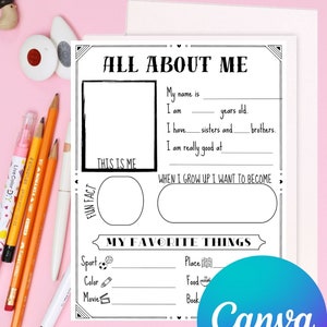 ALL ABOUT ME -editable - Printable - Etsy