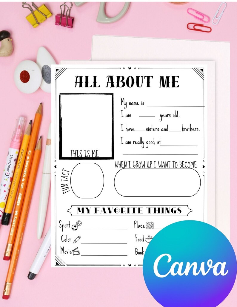 ALL ABOUT ME -editable - Printable - Etsy