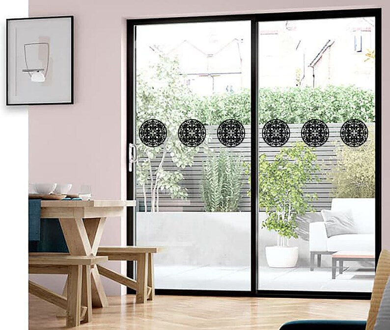 Pattern Mandala Sticker Frosted Vinyl Glass Visibility Decal, Bird ...