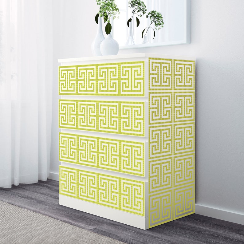 Greek Ancient Pattern Dresser Decals for IKEA MALM Drawer Chest Decal Stickers Dresser Hack ...