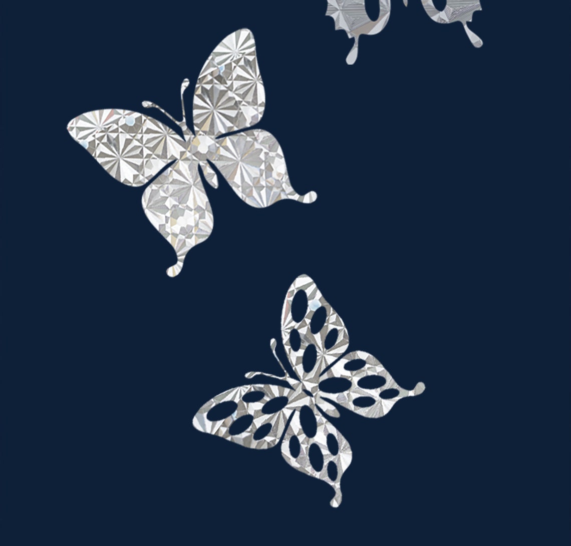 Butterfly 3D Diamond Cut Glass Awareness Sticker Set of 8 / Window ...