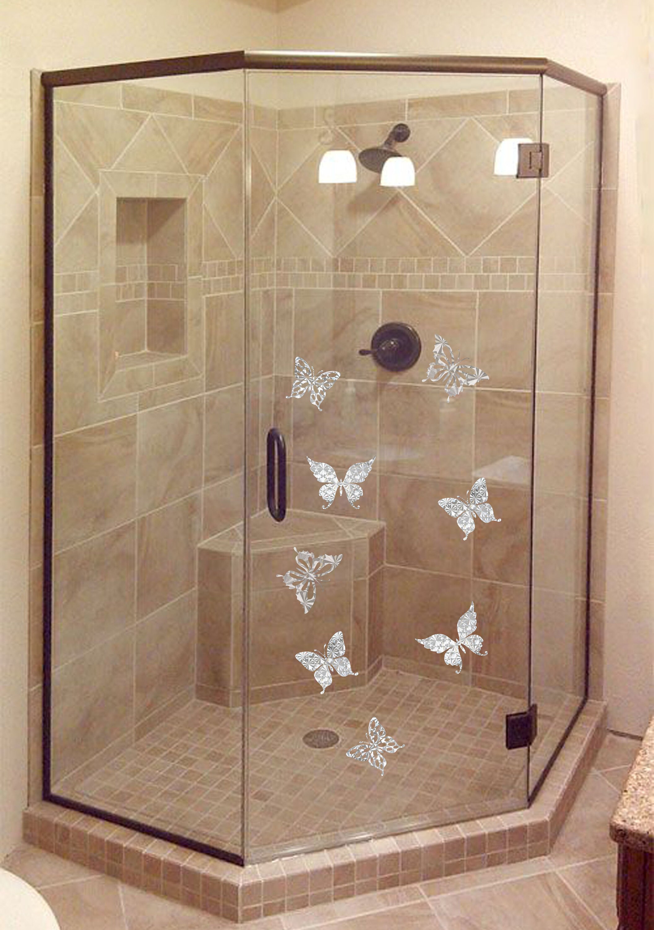 Butterfly 3D Diamond Cut Glass Awareness Sticker Set of 8 / Window ...