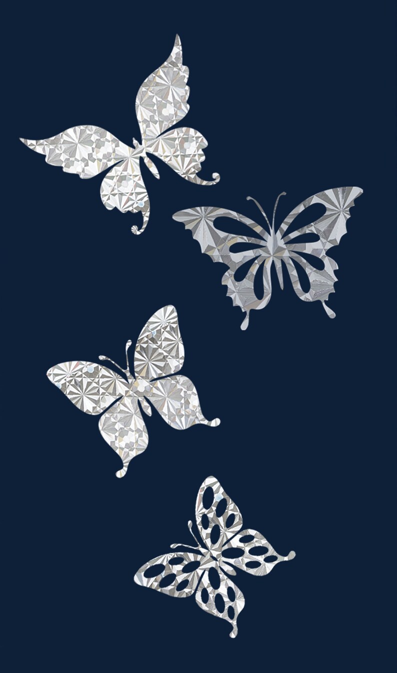 Butterfly 3D Diamond Cut Glass Awareness Sticker Set of 8 / Window ...