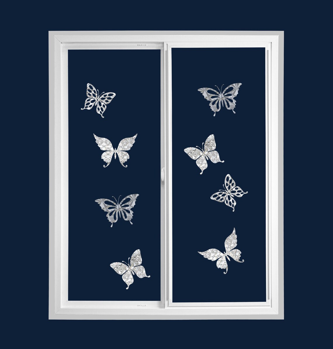 Butterfly 3D Diamond Cut Glass Awareness Sticker Set of 8 / Window ...