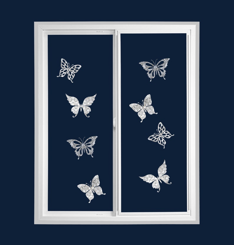 Butterfly 3D Diamond Cut Glass Awareness Sticker Set of 8 / Window ...