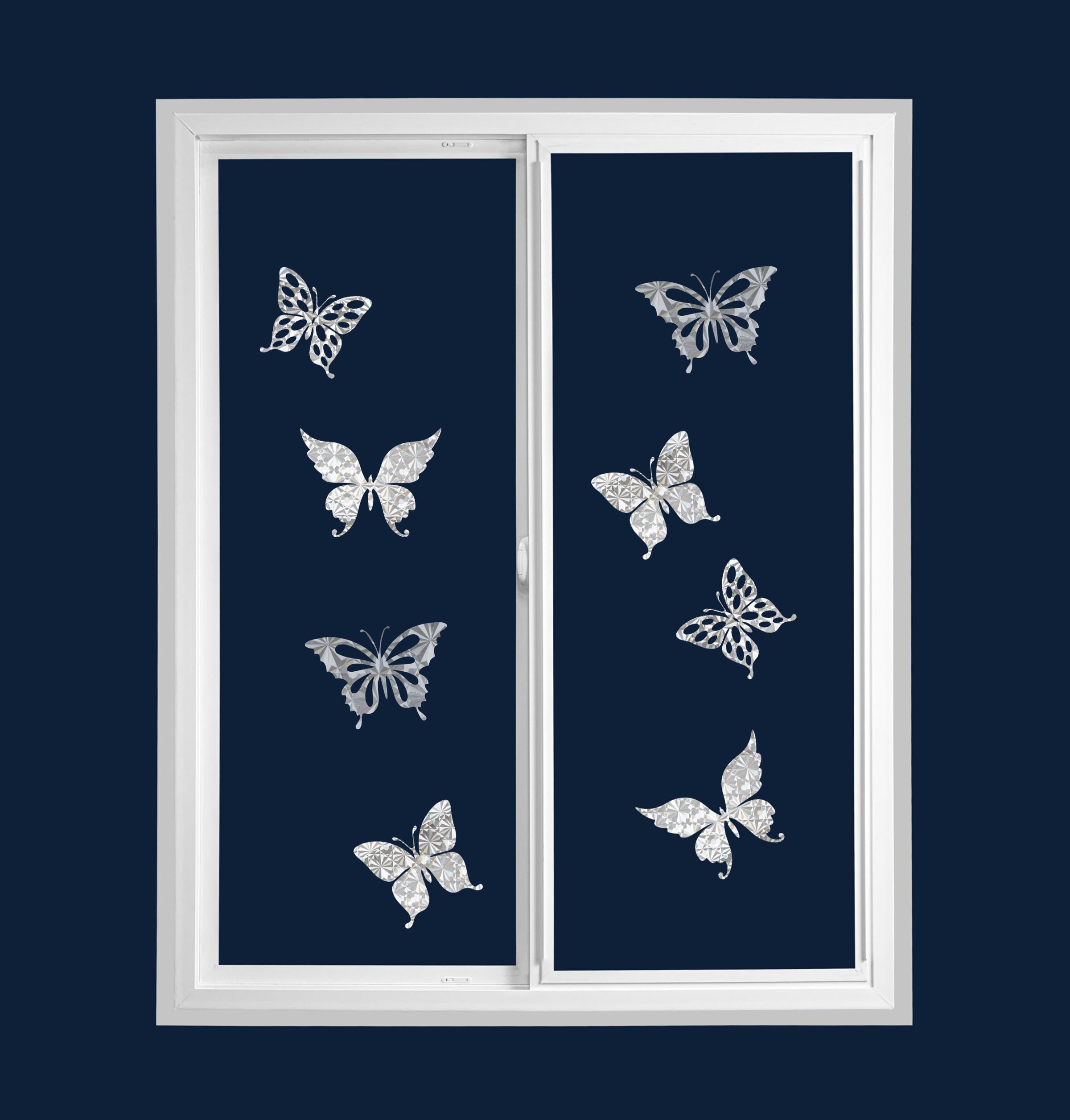 Butterfly 3D Diamond Cut Glass Awareness Sticker Set of 8 / Window ...