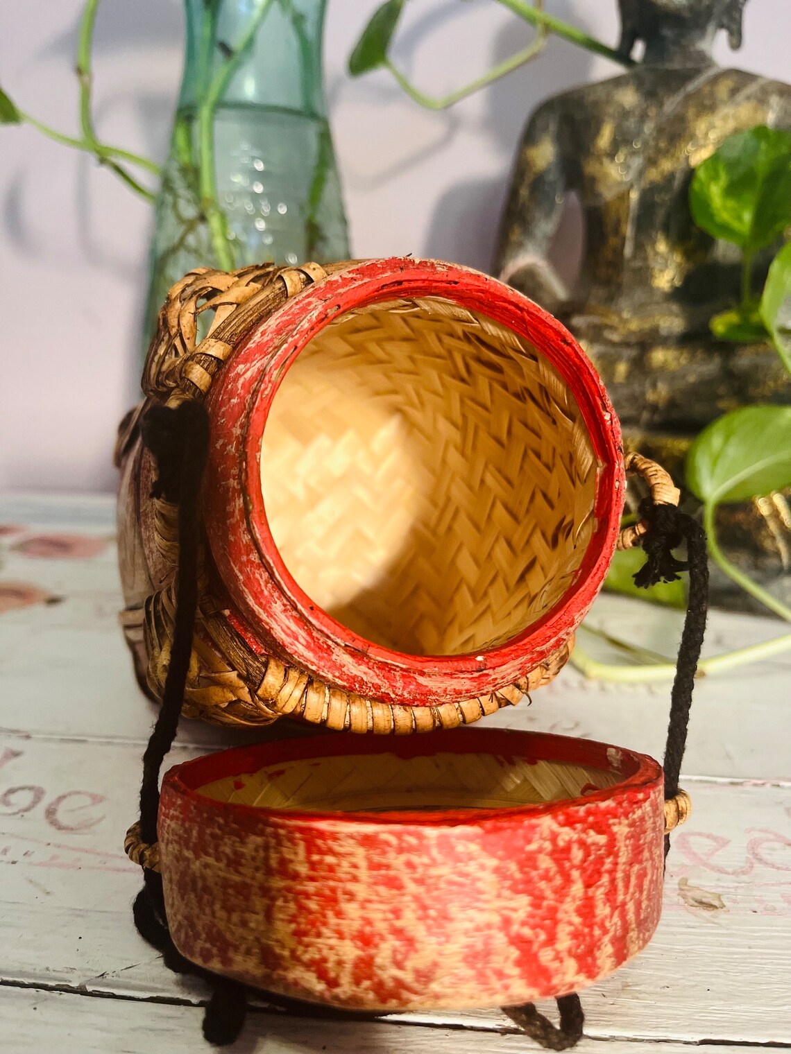 Lanna Style Thai Hand Woven Rice Baskets_red, Small - Etsy