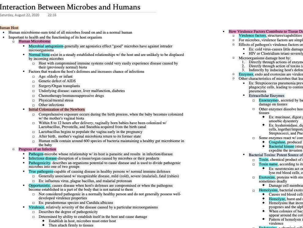 Interactions Between Microbes and Humans- Microbiology (9 Pages) - Etsy