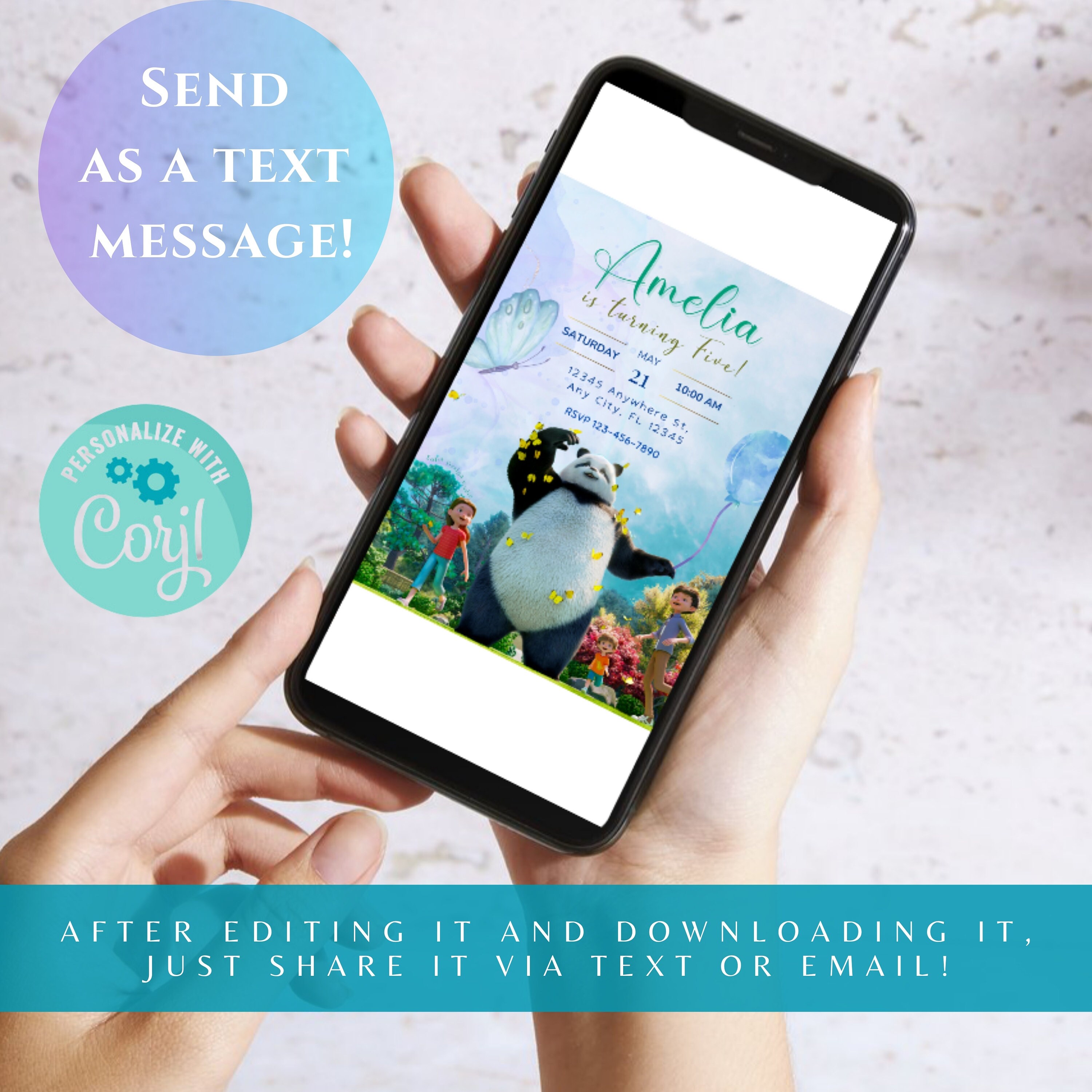 Stillwater Birthday Digital Invitation | Editable Invitation | Panda ...