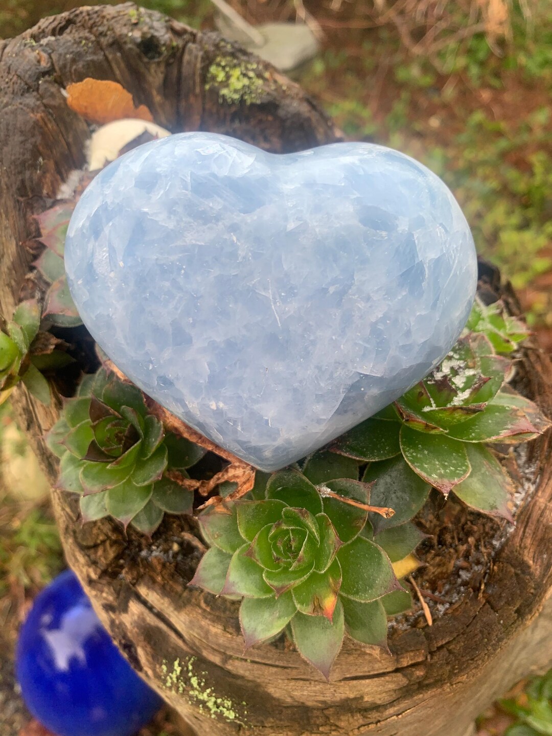 Blue Celestite Crystal Heart - Etsy