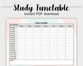 Study timetable | Etsy