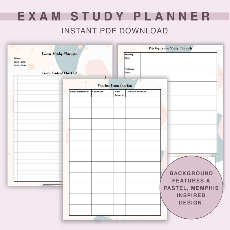 Exam Study Planner Instant PDF Download 3 Page Bundle Etsy exam-study-planner-instant-pdf-download-3-page-bundle-etsy