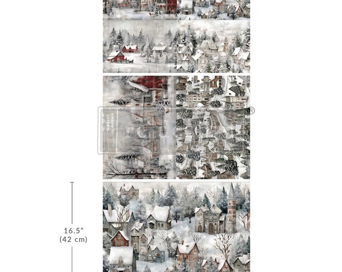 Silent Night Snow Village A3 Fiber Decoupage Paper Redesign With Prima ...