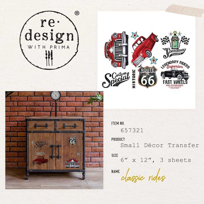 Classic Rides Small Transfer by Redesign With Prima - Etsy