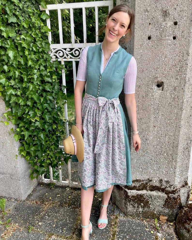 High-necked Dirndl Sewing Pattern With Stand-up Collar, PDF Sewing ...