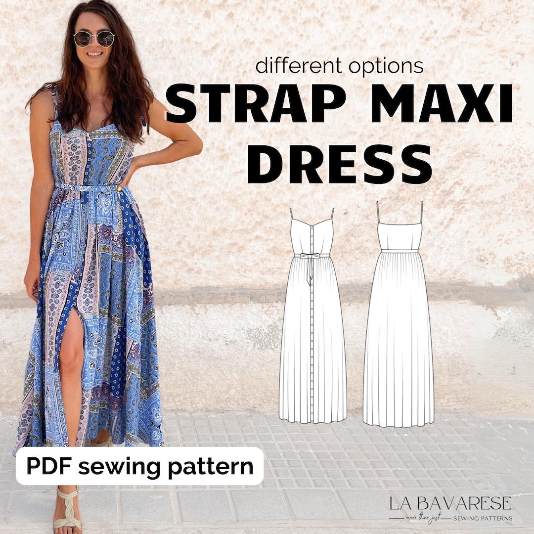 Maxi Summer Strap Dress and Top, Instant Download PDF Sewing Pattern ...