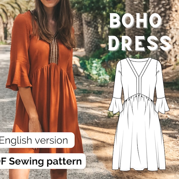 Boho Dress Pattern - Etsy