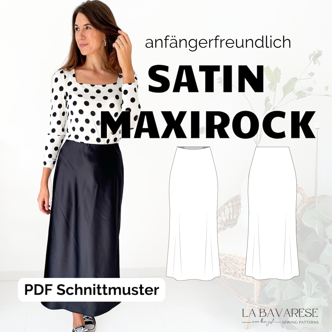 Satin Maxi Skirt With Slanted Threads, Simple Skirt, Beginner-friendly ...