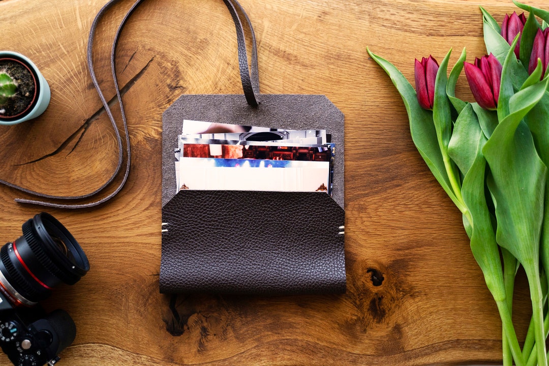 Leather Photo Envelope, Leather Photo Box for 4”x6” (10x15cm) or 5”x7 ...