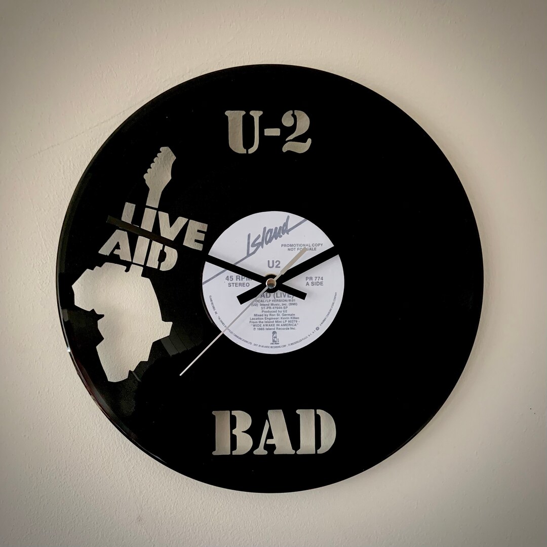 U2, Bad Live Aid Clock, Hand Cut From Recycled Record - Etsy