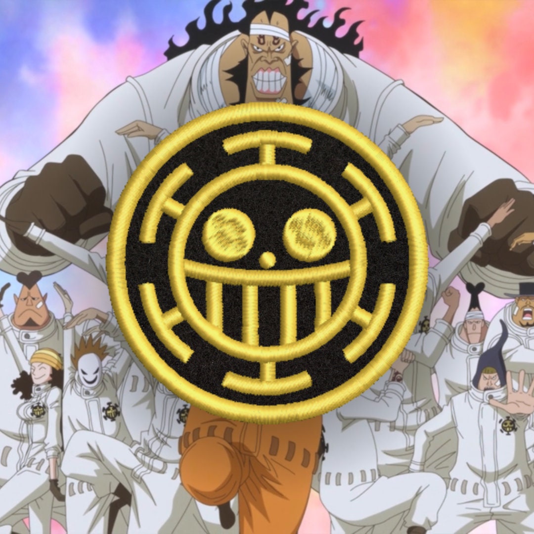 One Piece Inspired Heart Pirates Jolly Roger Embroidered Iron-on Patch ...