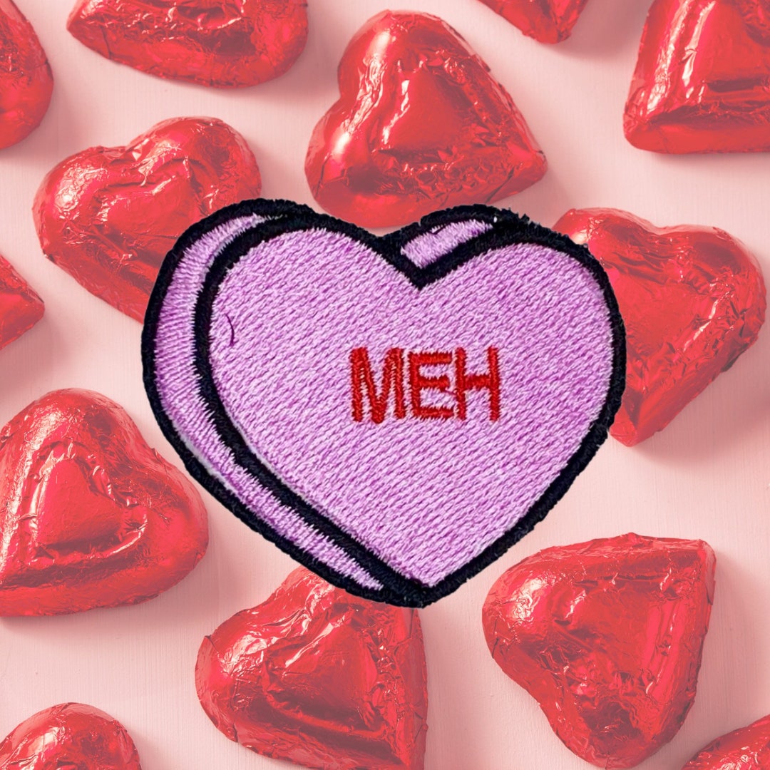 Meh Candy Conversation Heart Embroidered Iron-on Patch - Etsy