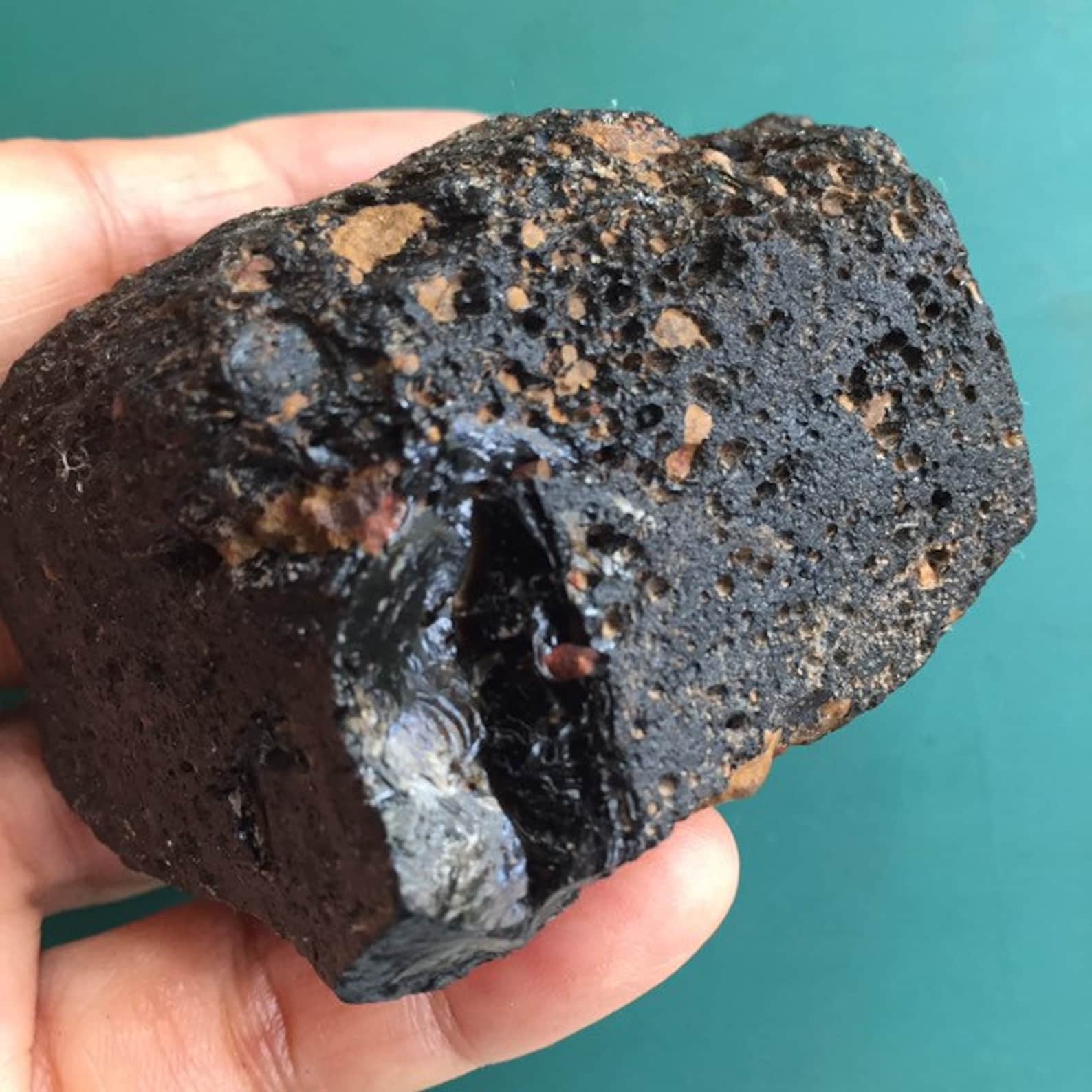 Tektite natural black meteorite thai space rock rough original | Etsy