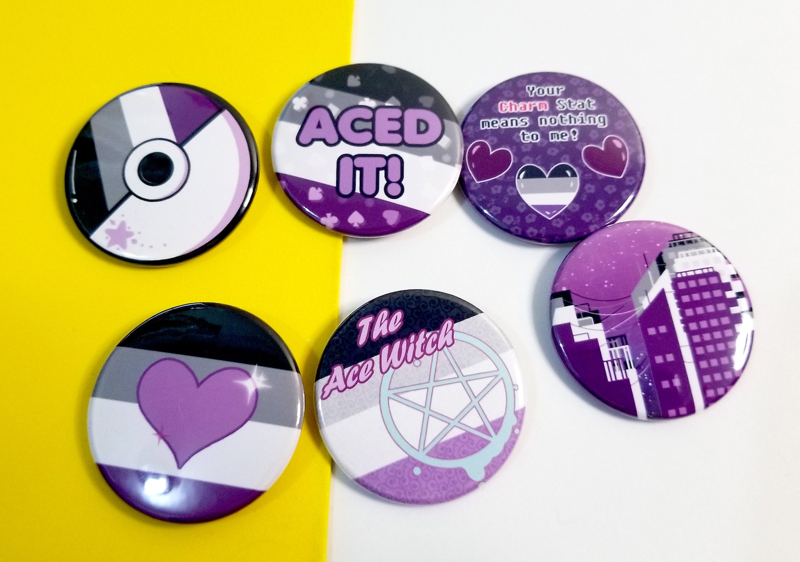 Ace Pride Buttons 1 3/4 Inch 44mm Pin Back Buttons Asexual | Etsy