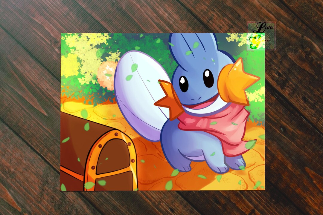 Mudkip Art Print, Pokemon Mystery Dungeon Art Decor, Wall Decor, Anime ...