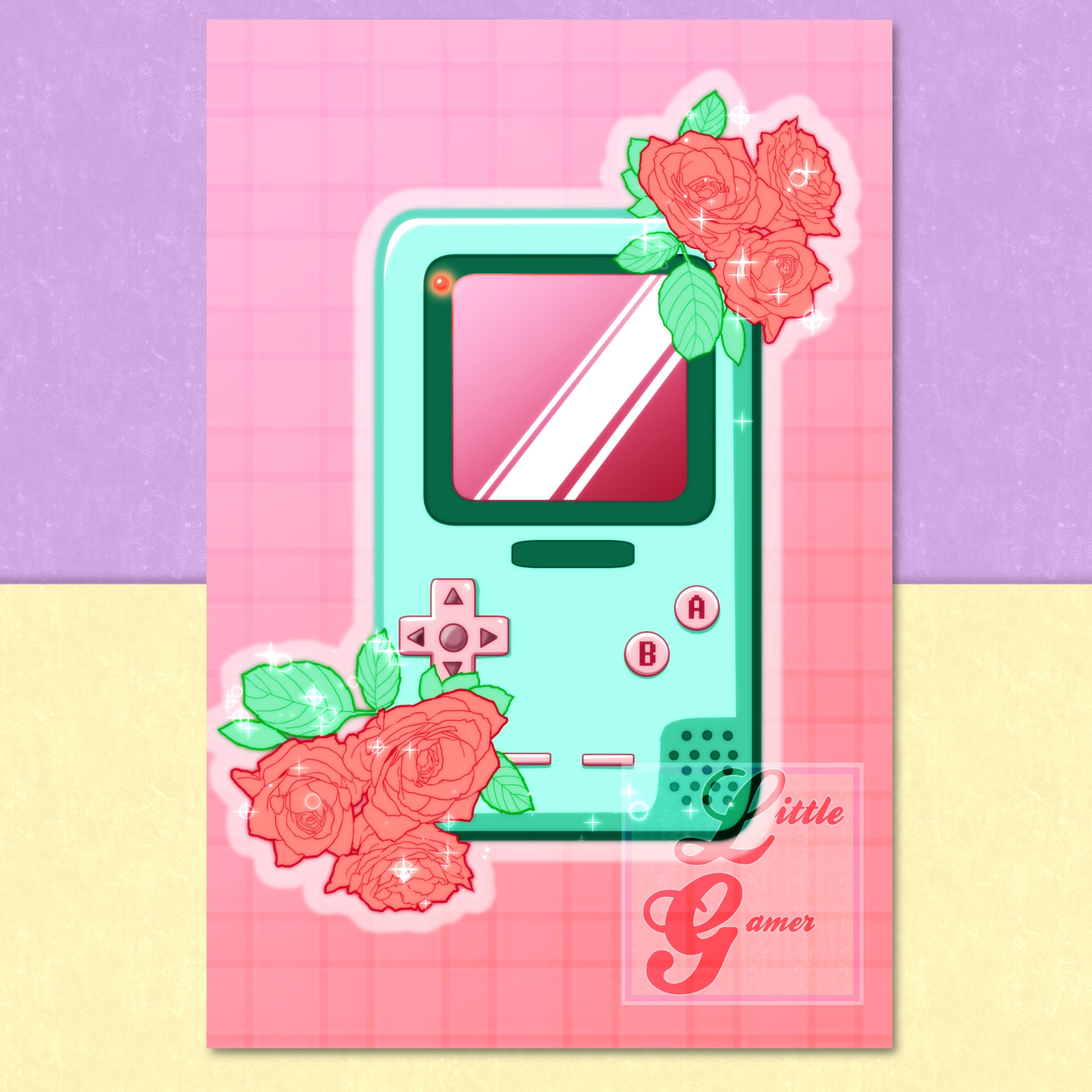 Cute Gamer Art print Kawaii game art decor Gameboy Color | Etsy