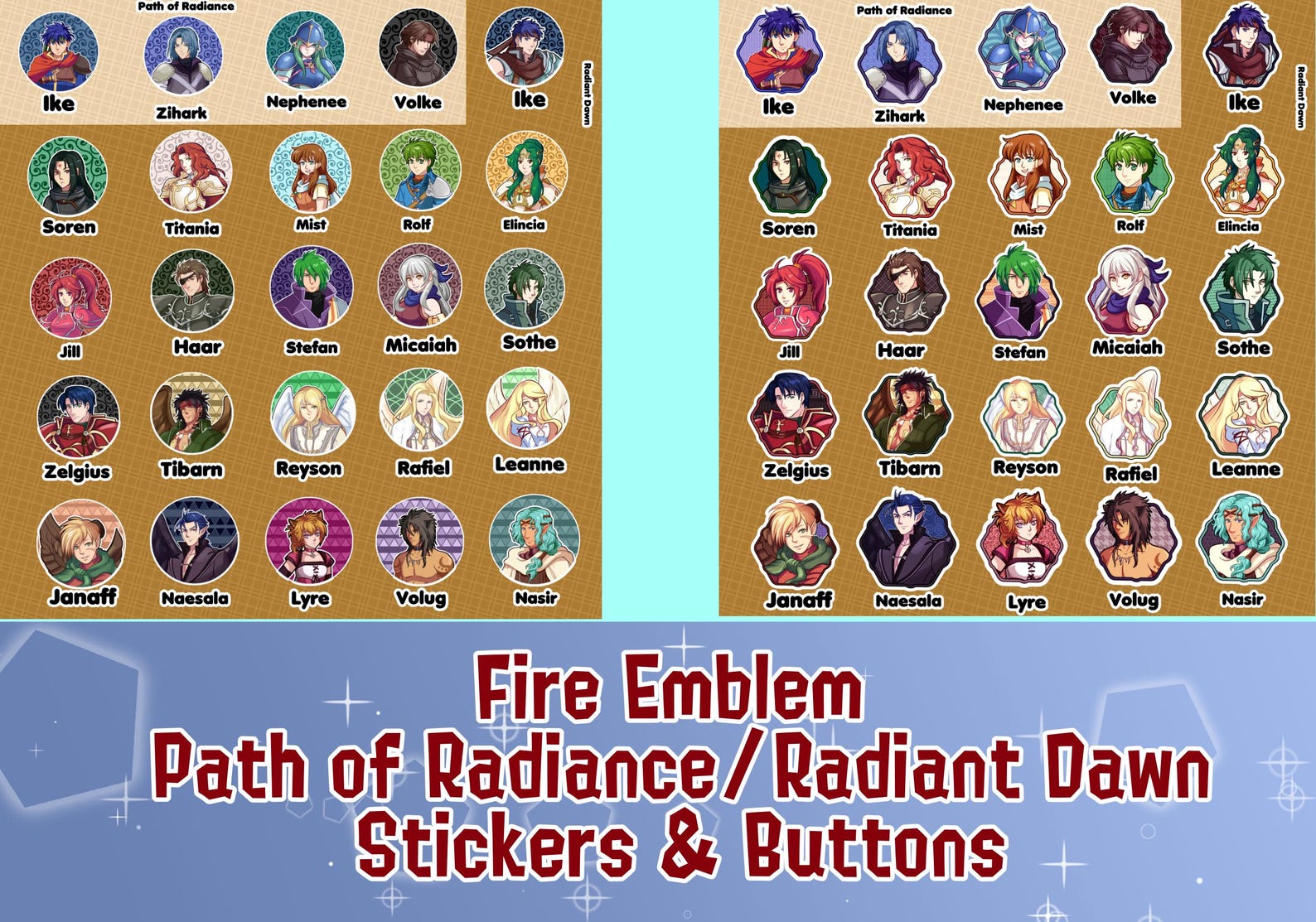 Fire Emblem Path of Radiance and Radiant Dawn - Buttons & Stickers - Etsy