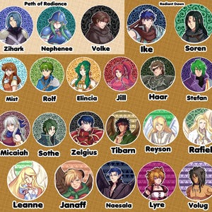 Fire Emblem Path of Radiance and Radiant Dawn - Buttons & Stickers - Etsy