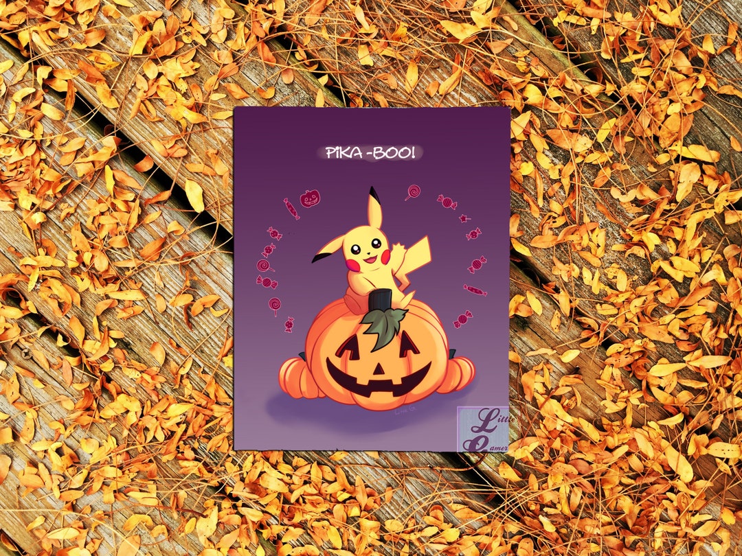 Halloween Pikachu Art Print, Pokemon Halloween Art Decor, Halloween ...