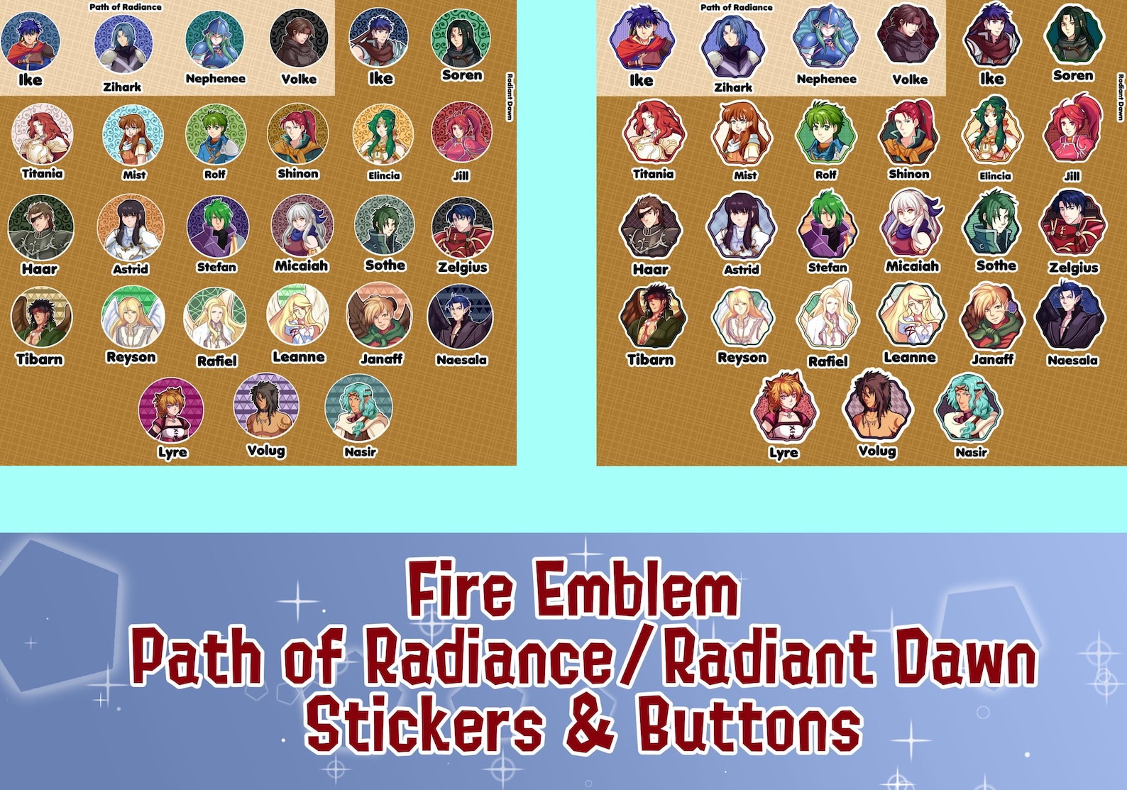 Fire Emblem Path of Radiance and Radiant Dawn - Buttons & Stickers - Etsy
