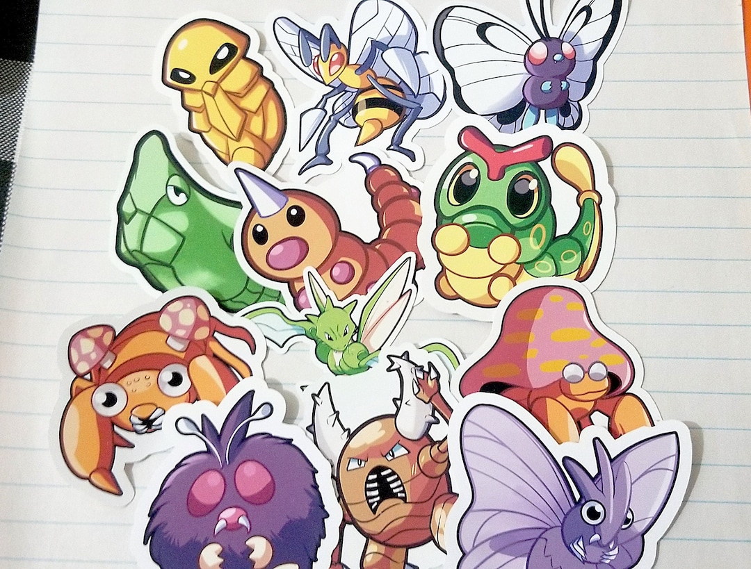 Kanto Region Bug Pokemon Stickers, Gen 1 Bug Pokemon, Die Cut, Vinyl ...