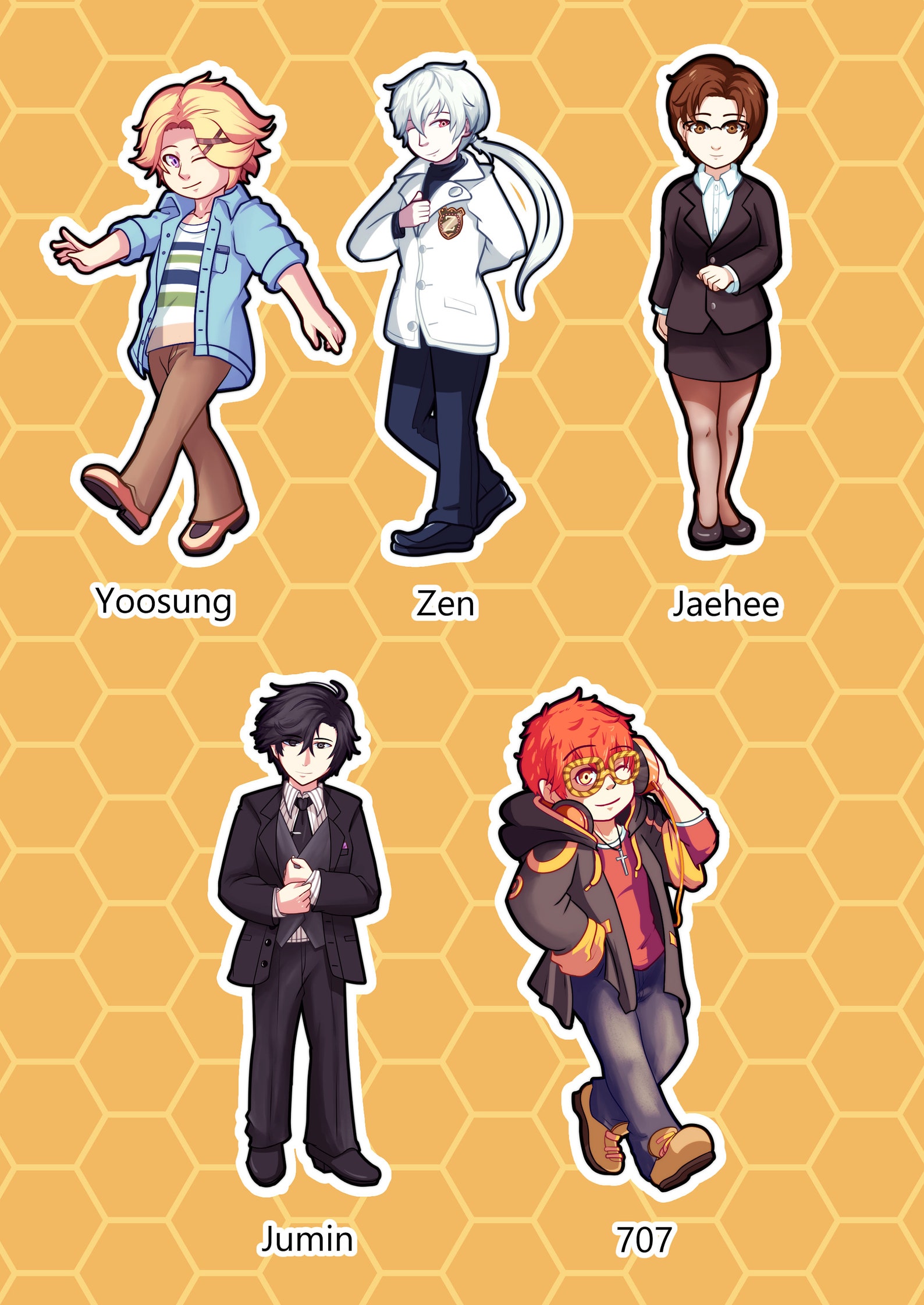 RFA Mystic Messenger Sticker Pack, Mystic Messenger Stickers, Matte ...