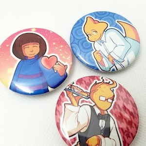 Undertale Pin Back Buttons, 1.75 Inch Button, 44mm Button, Undertale ...