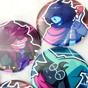 Deltarune Pin Back Buttons, Team Fun 1.75 Inch Button, 44mm Button ...