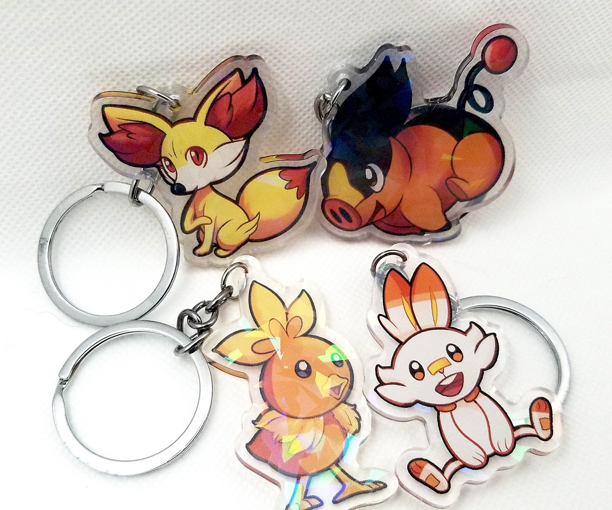 Fire Pokemon Charms, Fire Starter Pokemon Acrylic Charms, Holographic ...