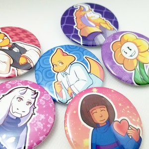 Undertale Pin Back Buttons, 1.75 Inch Button, 44mm Button, Undertale ...