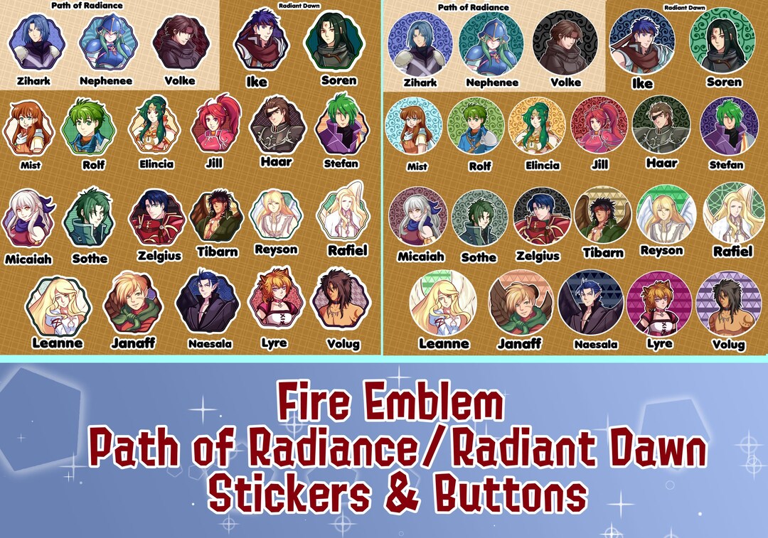 Fire Emblem Path of Radiance and Radiant Dawn - Buttons & Stickers - Etsy