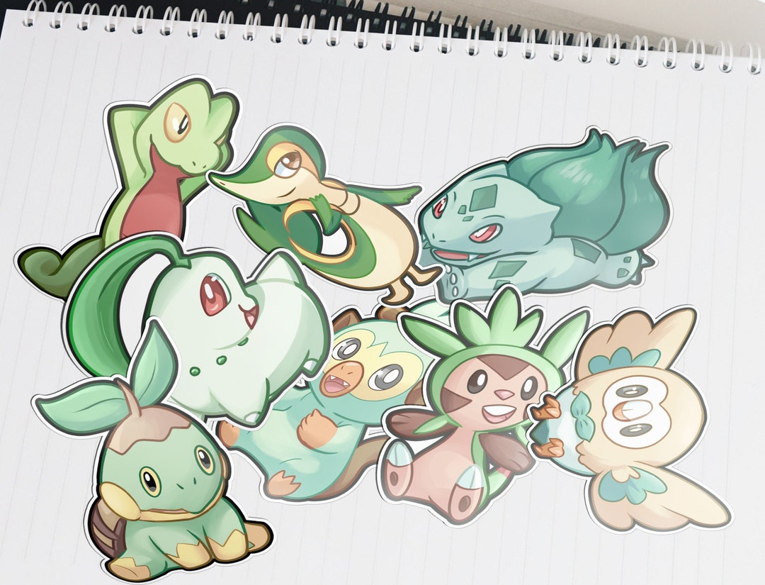 Grass Starter Pokemon Stickers Die Cut Vinyl Stickers Cute - Etsy