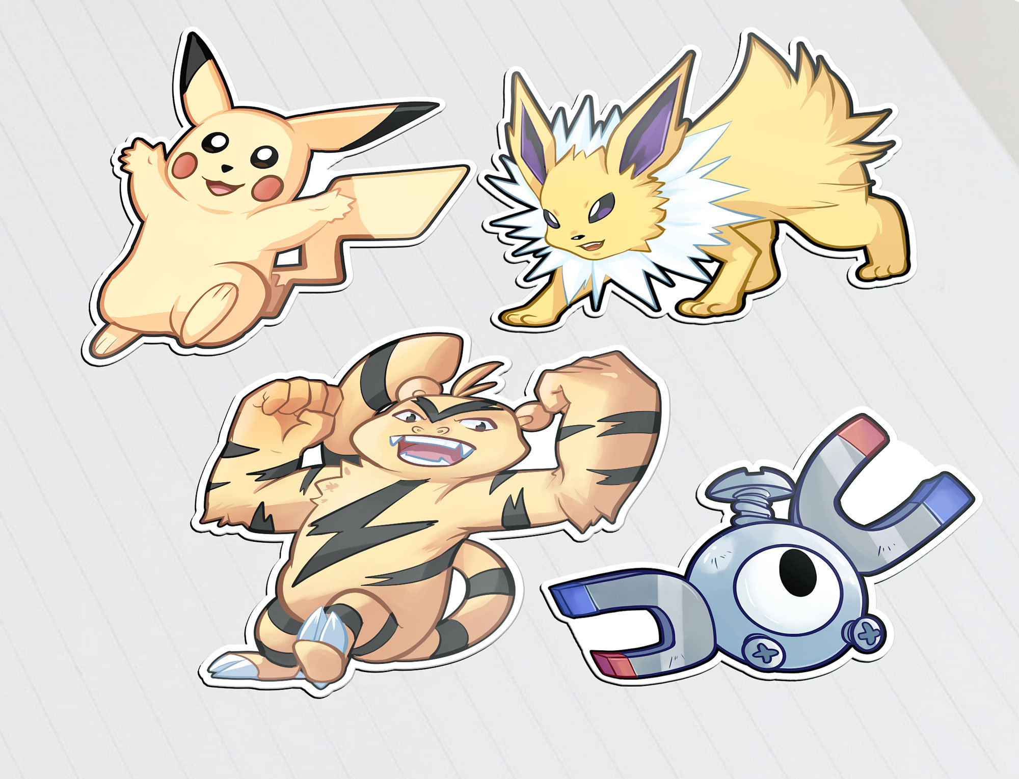 Kanto Region Electric Pokemon Stickers, Gen 1 Electric Pokemon, Die Cut ...