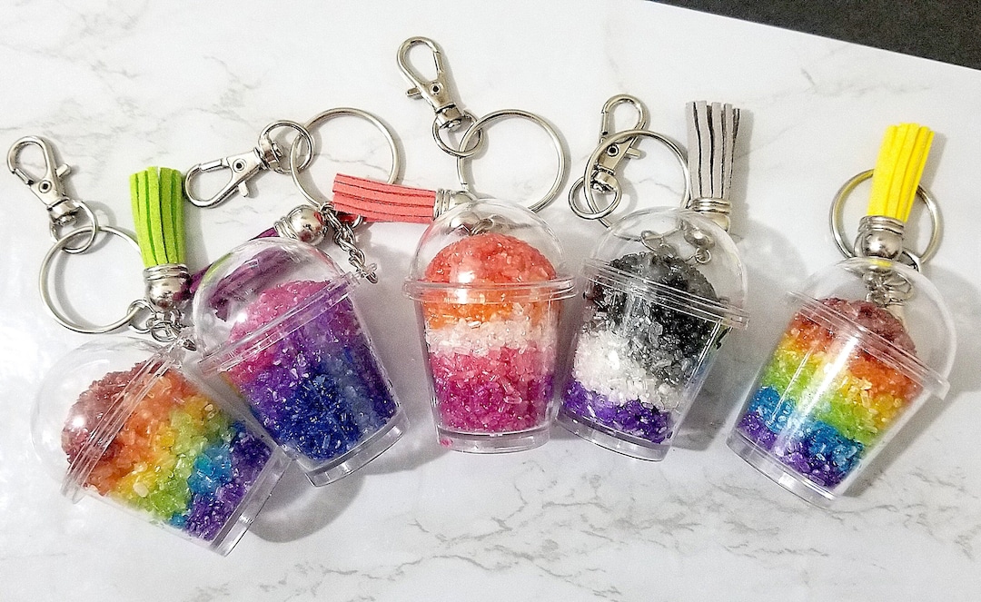 Pride Slushie Keychains, Pride Key Chain Accessory, Gay Pride Resin Key ...