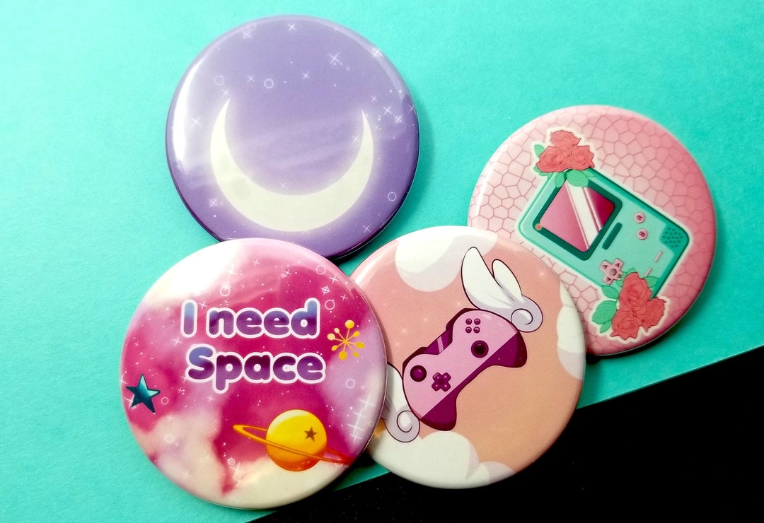 Kawaii Gamer Pin, Anime Pin Back Buttons, Cute Pin Badge Button, - Etsy